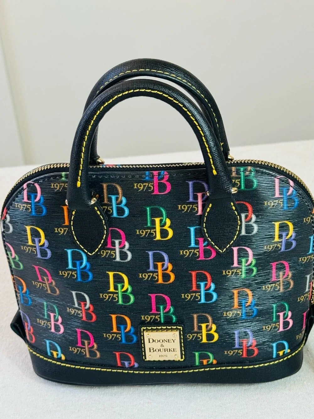 Dooney & Bourke | Bags | Dooney Bourke Black Multicolor Db Logo Mini ...